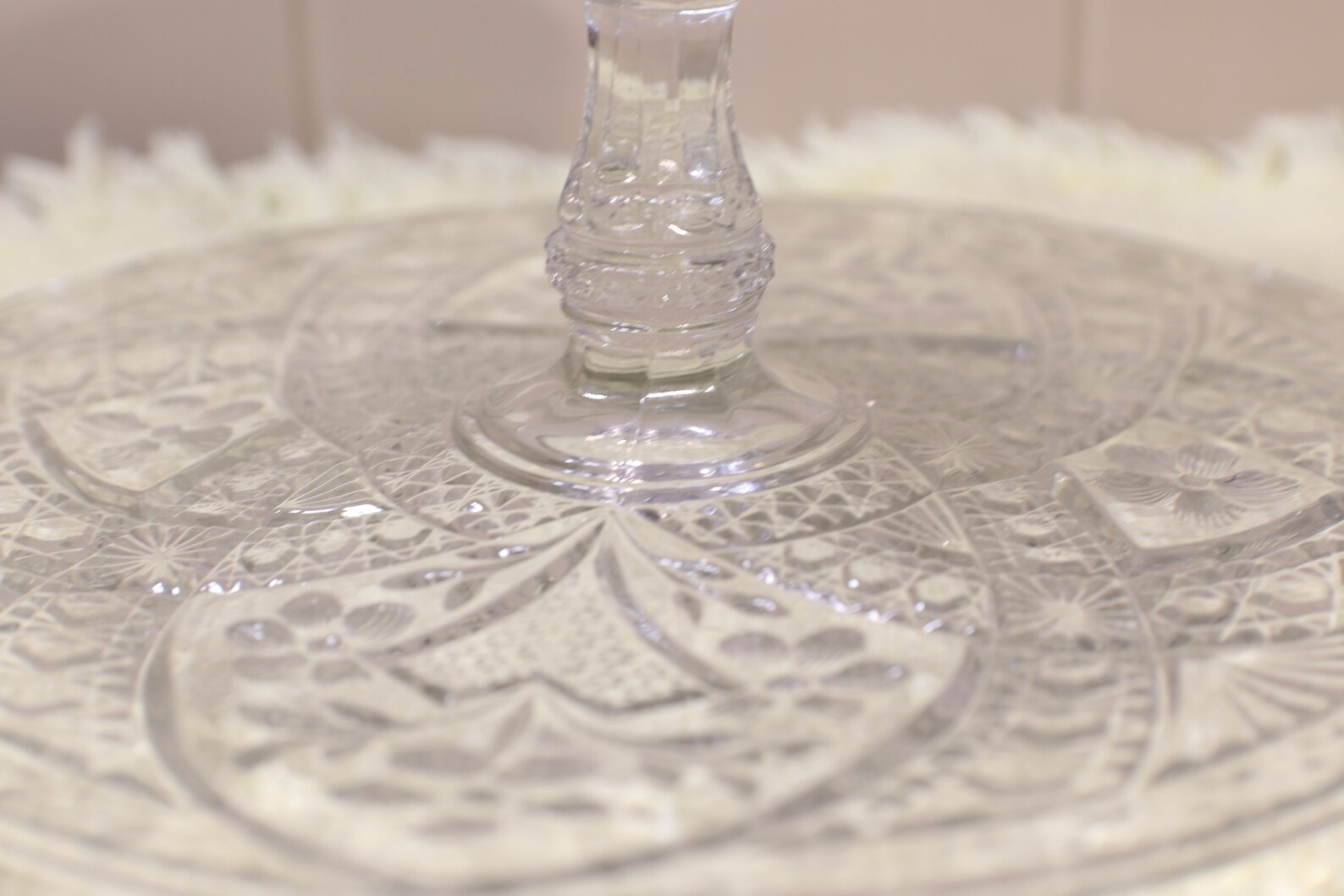 Garden Pink, by Indiana Glass, Round Cake Stand. Pressed Glass. 9 1/2 ...