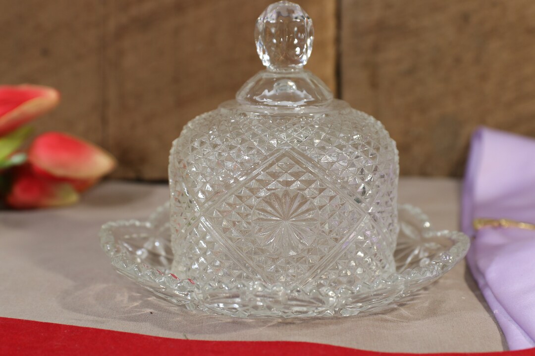Avon Covered Butter Dish Pattern AVC6. Beautiful Thick Prismatic Cut ...