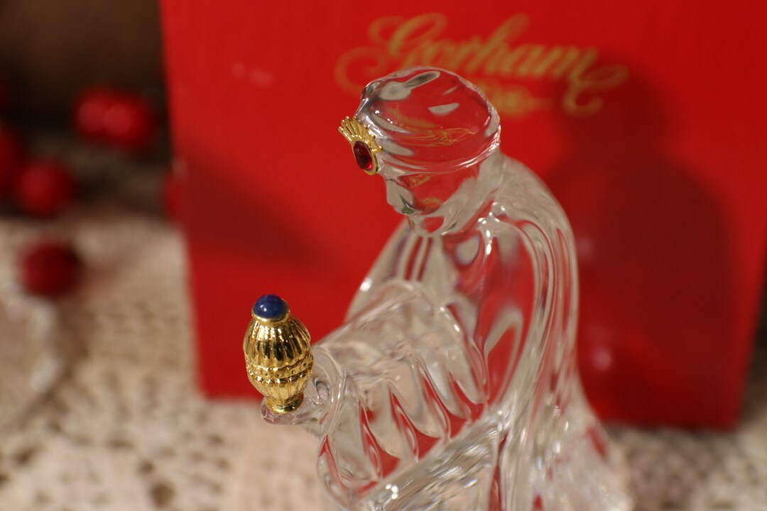 Gorham Crystal Nativity Figurine King Gaspar Kneeling. Beautiful Lead ...