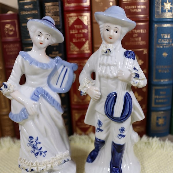 Blue and White Dresden Figurines - Etsy