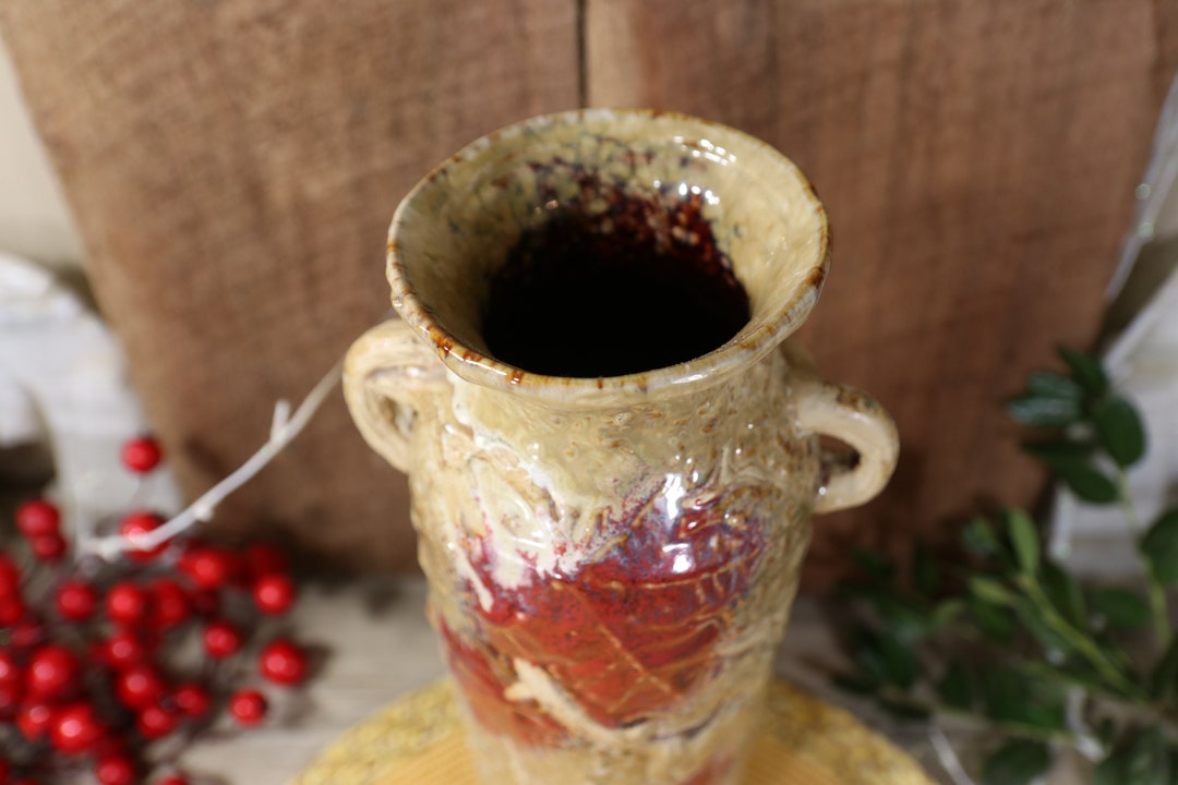 Pacific Rim Import Hand Made and Painted Stoneware Vase. Earth Toned ...