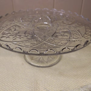 Garden Pink, by Indiana Glass, Round Cake Stand. Pressed Glass. 9 1/2 ...