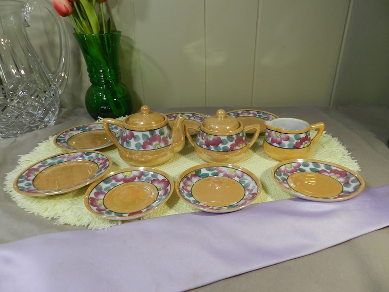 TA Made in Japan Orange Lusterware With Pink Floral Pattern. - Etsy