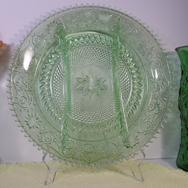 Green Depression Glass Relish Tray - Etsy