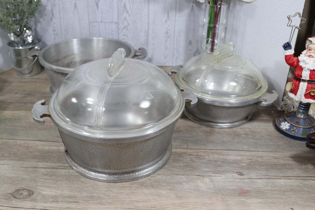 Guardian Service Cast Aluminum 3 Casseroles Pots 2 Lids. 1-6 3/4", 2- 8 ...
