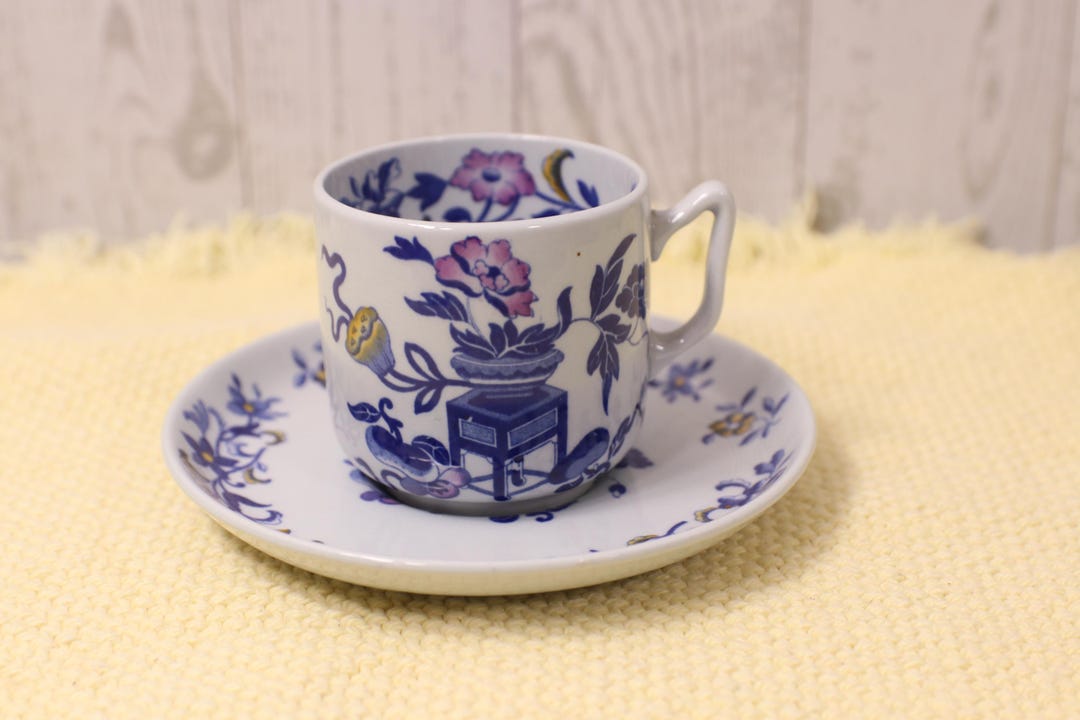 1960s Spode Demitasse Cup & Saucer Set Blue Bowpot Multicolor - Etsy