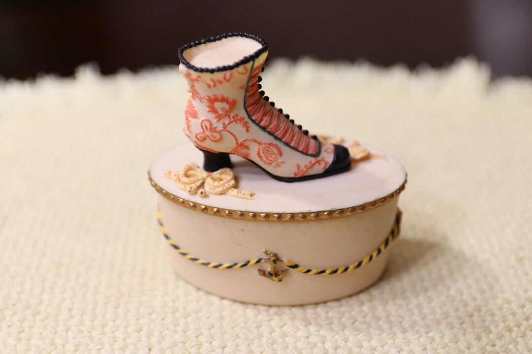 Vintage Willow Hall Miniature Shoe Trinket Box "annette" With Yellow ...