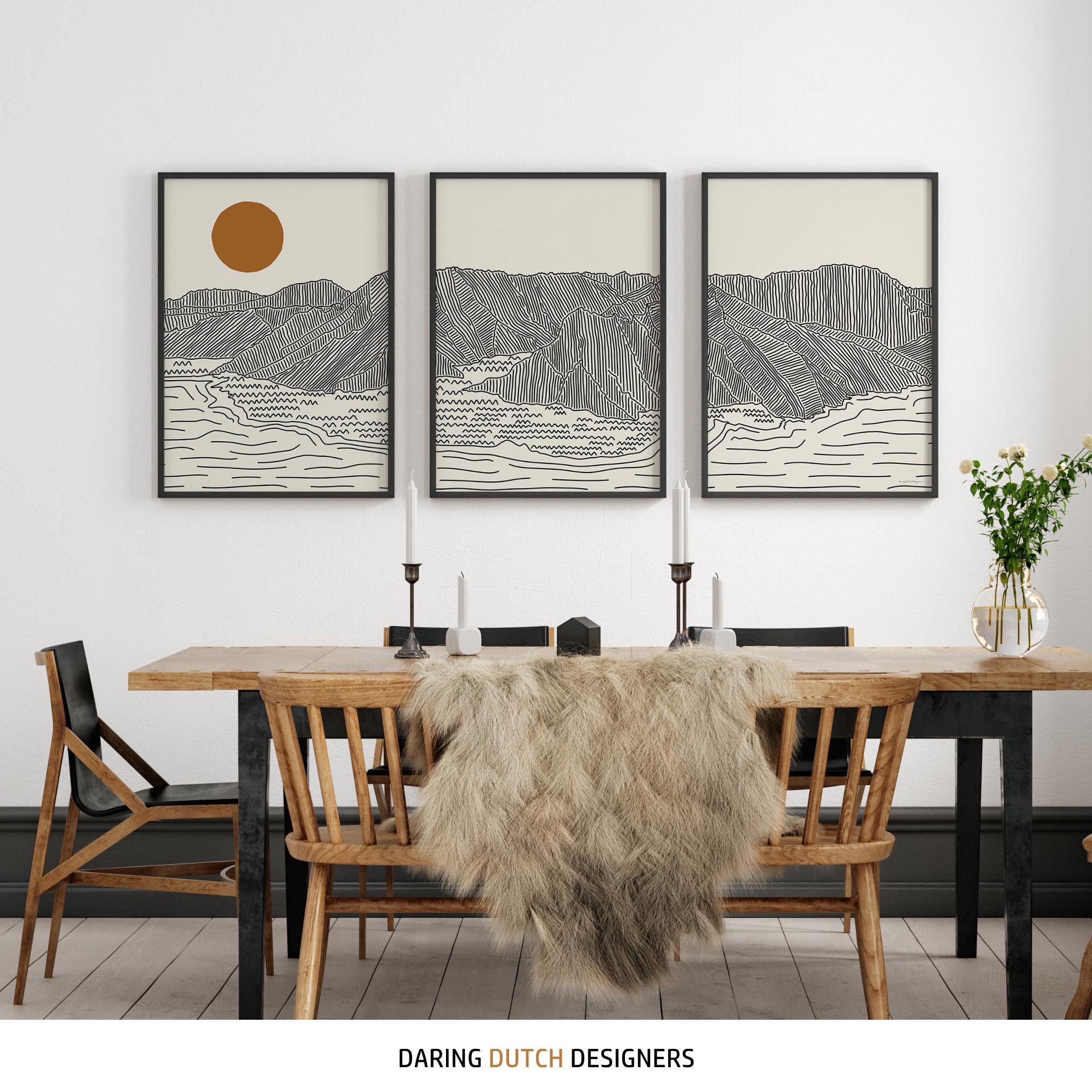 Set of 3 Oahu Hawaii Line Art Posters | Triptych Wall Art With Coastal ...