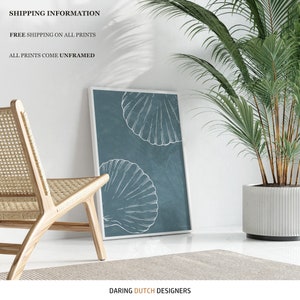 Seashells Art Poster for Coastal Home Decor, Beach Style Interior Art ...