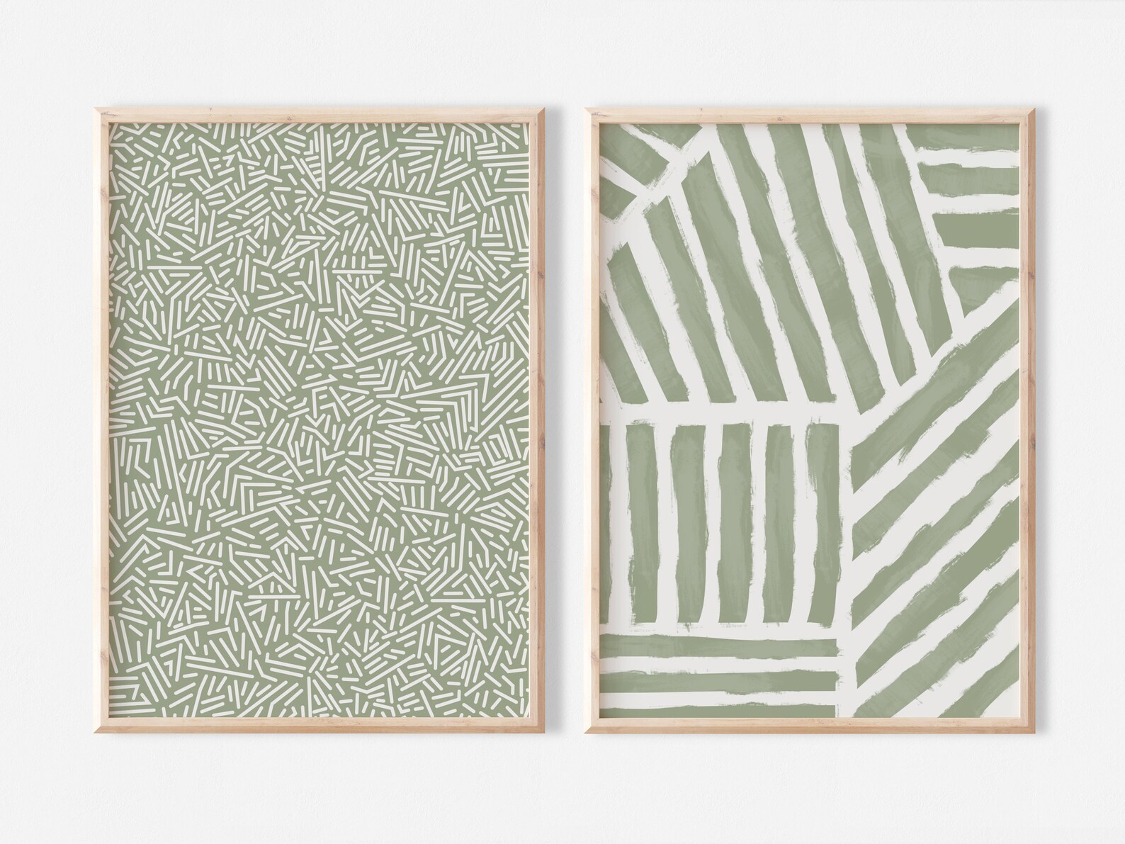 Mid Century Modern Wall Art Set Set of 5 Prints Sage Green - Etsy