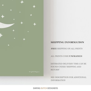 Sun Moon Stars Poster Duo in Sage Green, Boho Chic Sun Moon Set of 2 ...