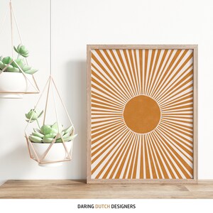 Orange Boho Sun Art Print Printable Wall Art Boho Home - Etsy