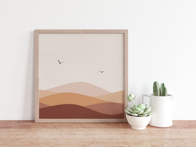 Earth Tone Landscape Set of 3 Prints Square Size Art Above - Etsy
