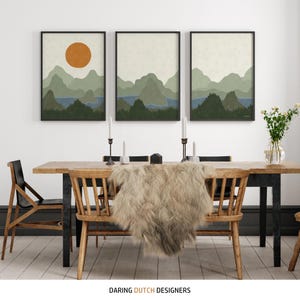 Sage Green Boho Poster Set of 3 – Triptych Wall Art Featuring Relaxing ...