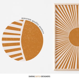 Sun and Moon Print Set of 2 | Mid Century Boho Print Set | Orange Sun ...