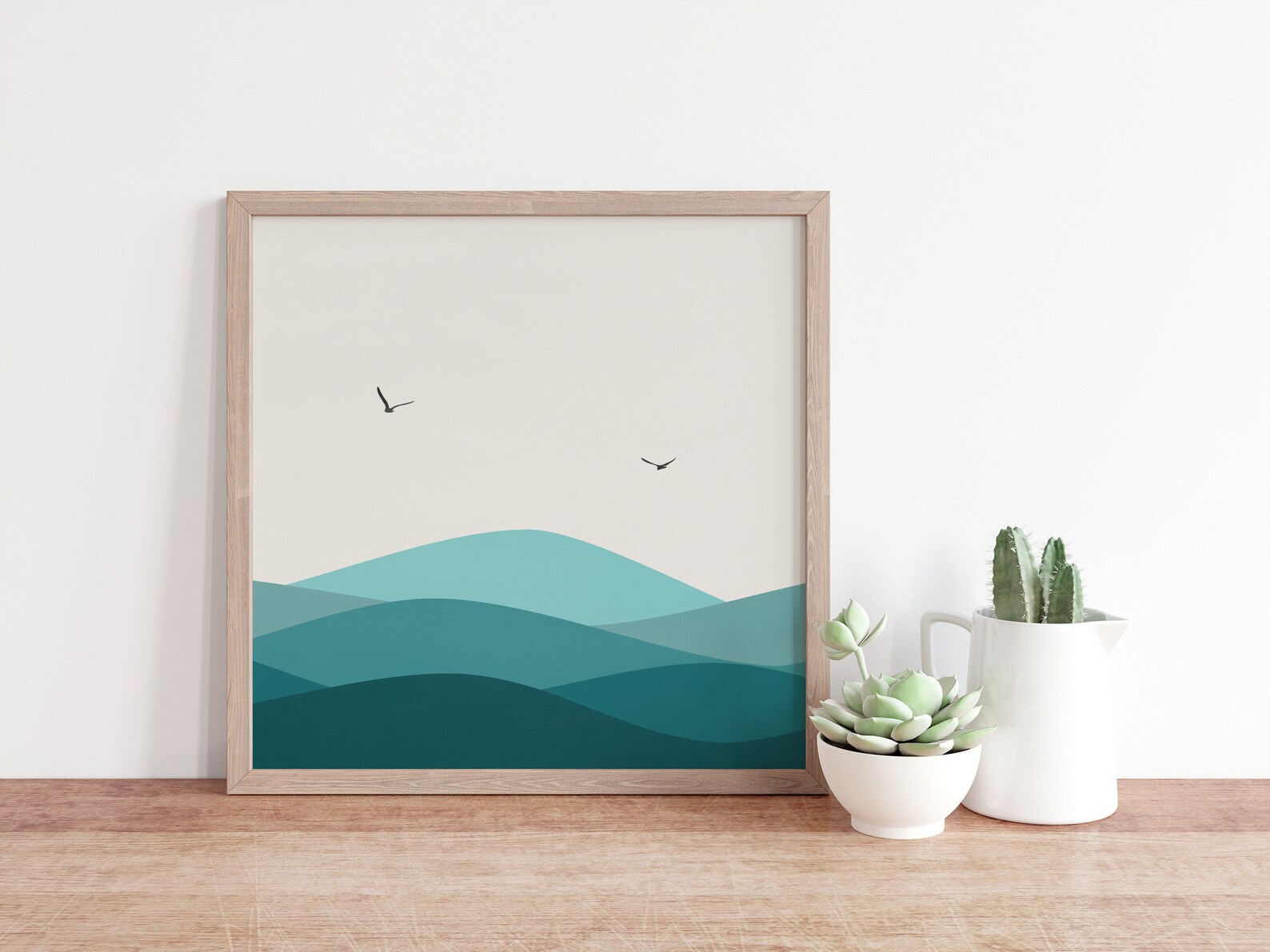 Turquoise Art to Print Landscape Set of 3 Prints With Sun | Etsy