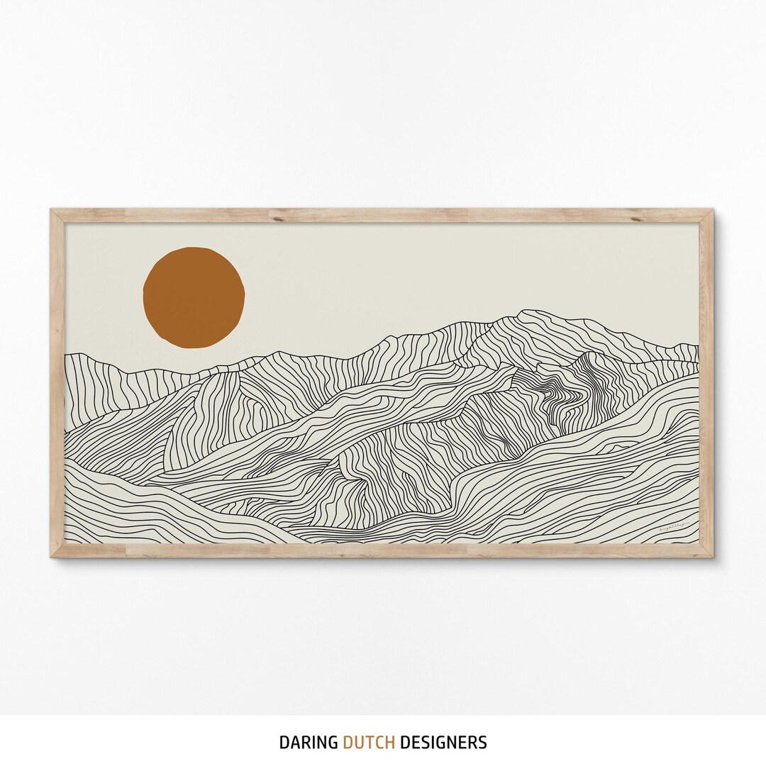 Japanese Alps Panoramic Line Art – Mount Tatayama Sun, Japandi Long ...