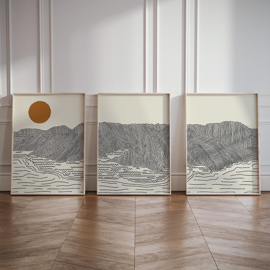 Set of 3 Oahu Hawaii Line Art Posters | Triptych Wall Art With Coastal ...