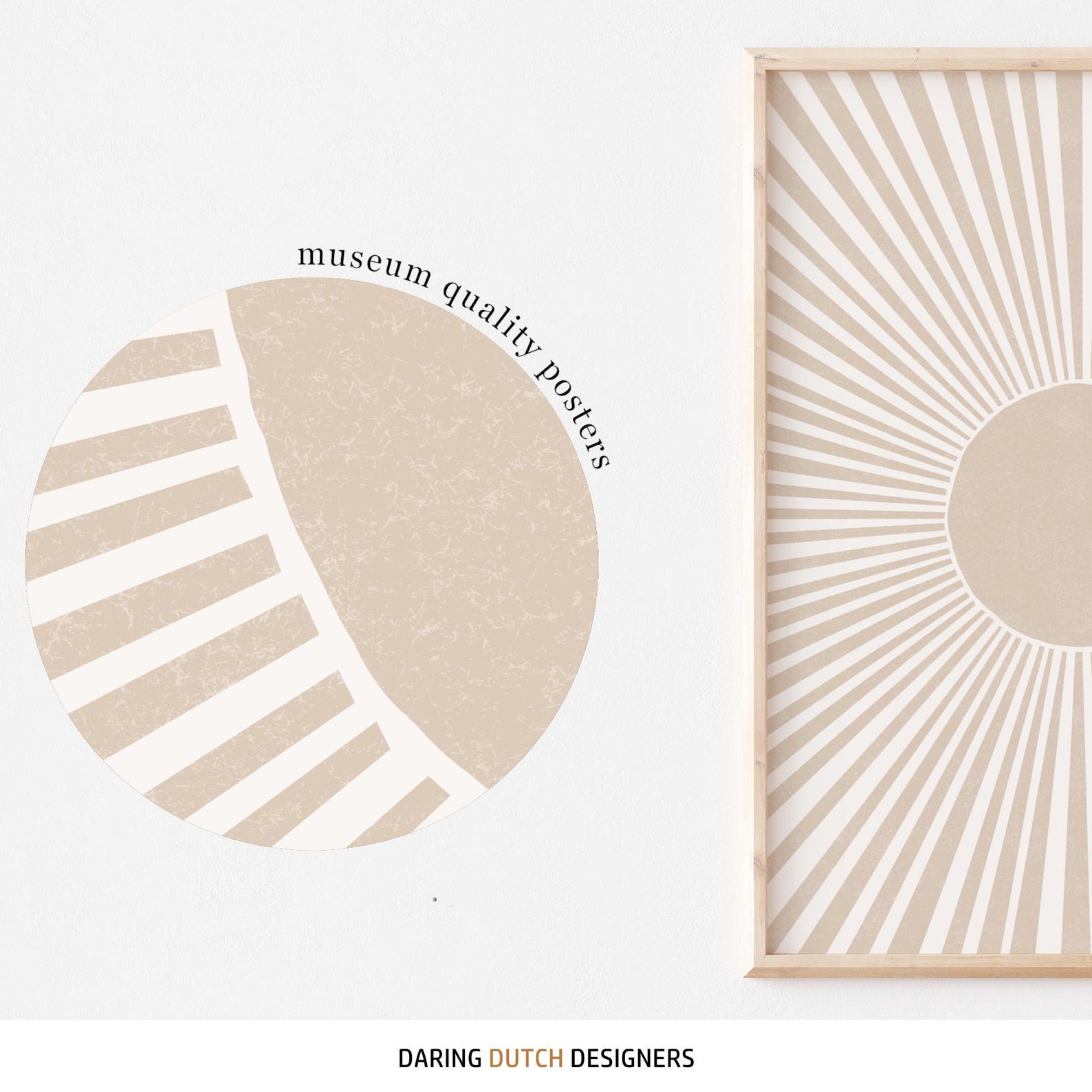 Neutral Sun and Moon Wall Art Set of 2 | Beige Home Decor for Apartment ...