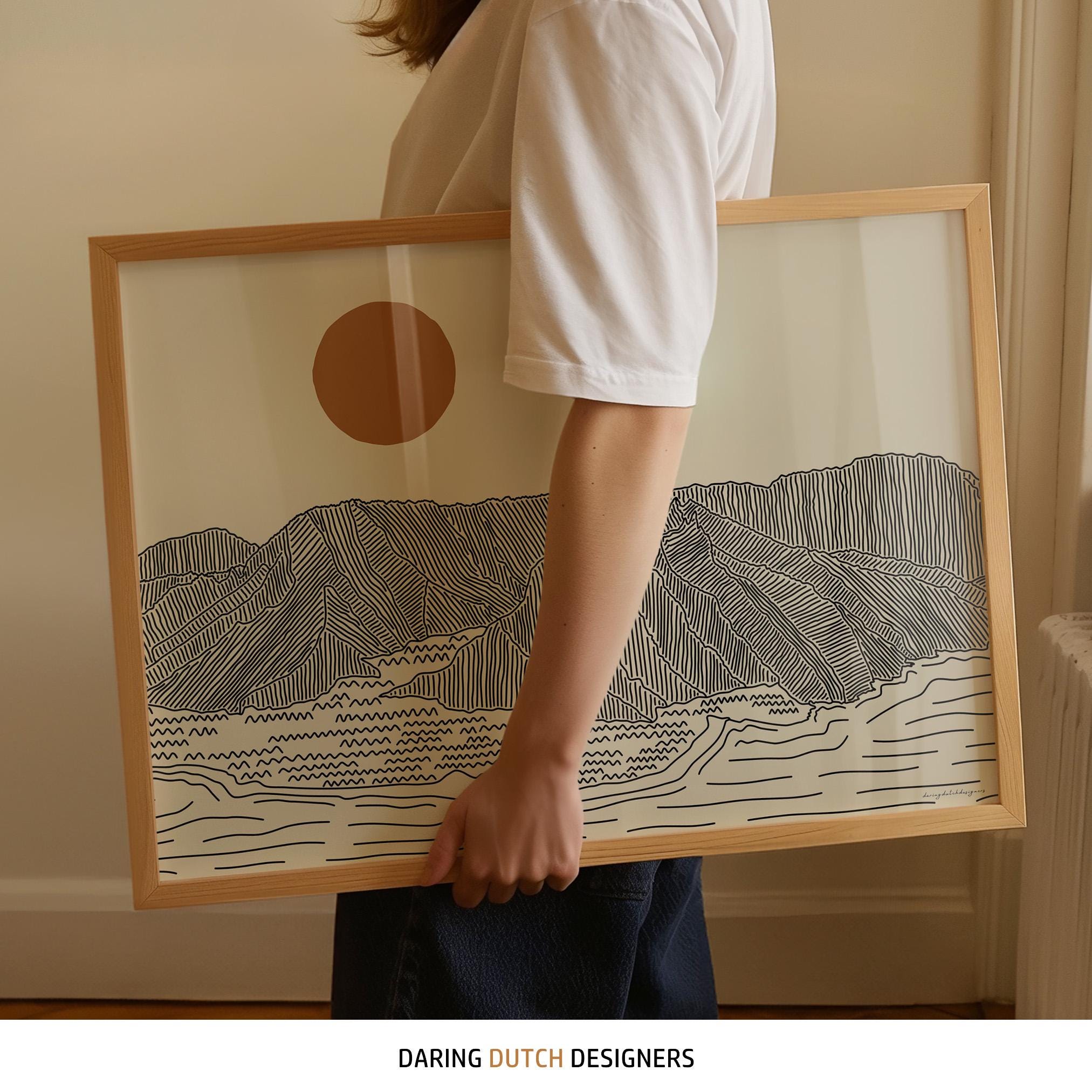 Oahu Hawaii Poster Horizontal Line Art Wall Decor - Hawaiian Travel ...