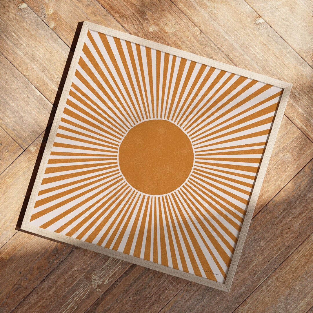 Orange Square Size Boho Sun Art Print | Boho Home Decor Poster ...