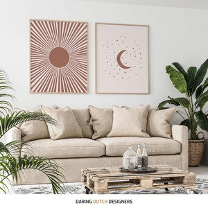 Sun and Moon Poster Set of 2 – Boho Wall Art Terracotta Clay & Earth ...