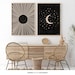 Black and Beige Sun and Moon Stars Poster Set | Boho Art Set of 2 ...