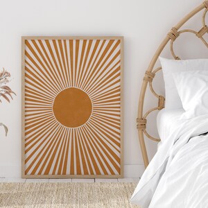 Orange Boho Sun Art Print Printable Wall Art Boho Home | Etsy