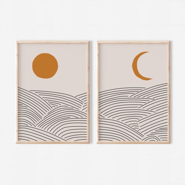 Simple Sun and Moon Art - Etsy
