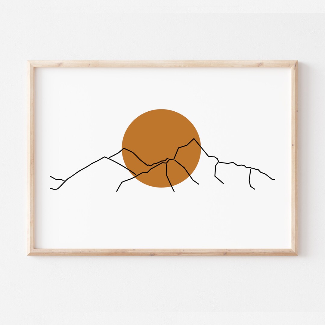 Mount Everest Sunset Line Art | Printable Wall Art | Landscape ...