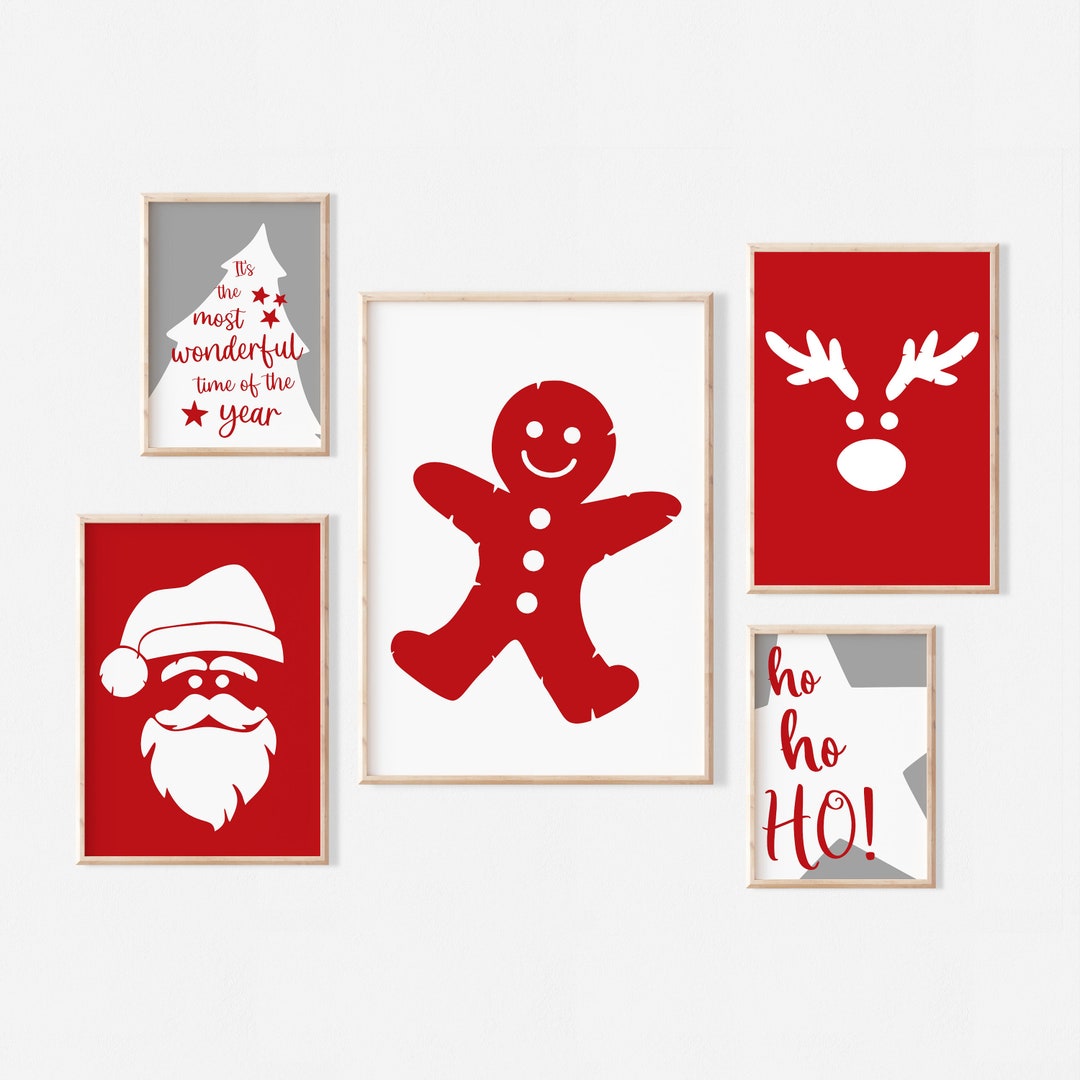 Christmas Printable Gallery Wall Set of 5 Art Prints Christmas Wall ...