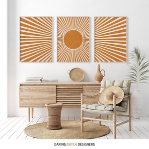 Boho Sun Set of 3 Prints | 3-piece Summer Art Print | Bohemian Home ...