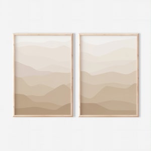 Neutral Set of 2 Prints | Ombre Home Decor | Beige Print Set ...