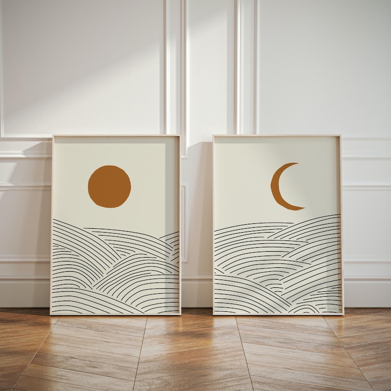 Simple Sun and Moon Art - Etsy