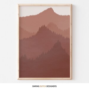 Earth Tone Bohemian Landscape Set of 3 Prints Mountain View Wall Decor ...