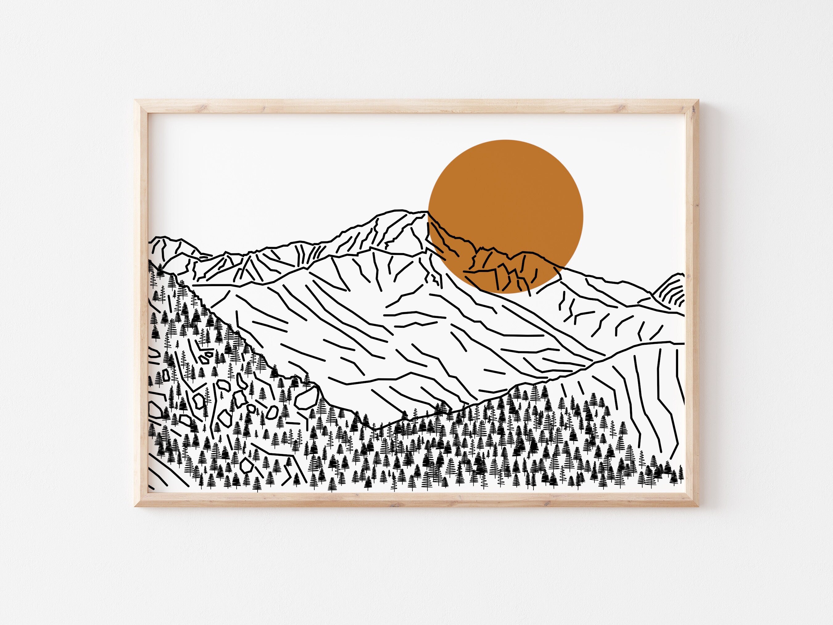 Mont Blanc Line Art Mont Blanc Mountains Print French Alps | Etsy
