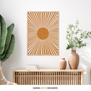 Orange Boho Sun Art Print Printable Wall Art Boho Home - Etsy
