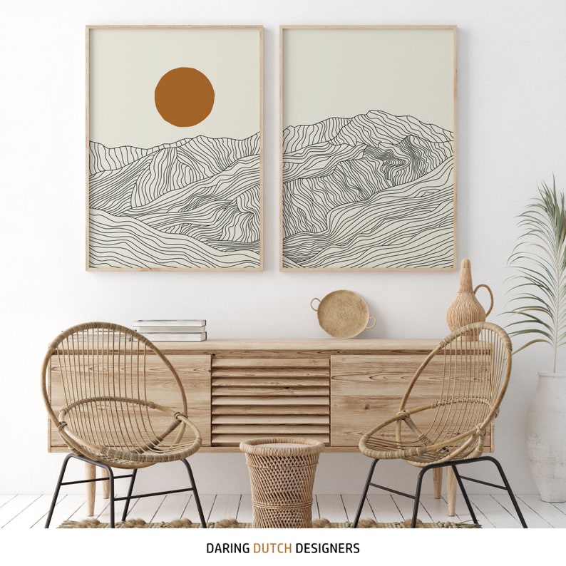 Japandi Set of 2 Posters, Mount Tate Japanese Alps Set of 2 Art Prints ...