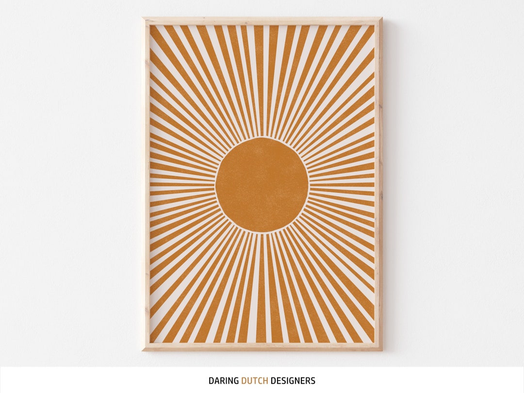 Orange Boho Sun Art Print Printable Wall Art Boho Home - Etsy