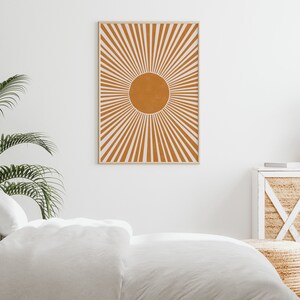 Orange Boho Sun Art Print Printable Wall Art Boho Home - Etsy