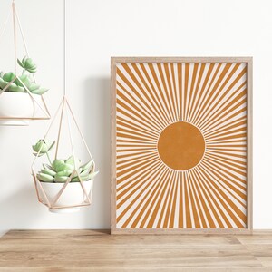 Orange Boho Sun Art Print Printable Wall Art Boho Home - Etsy