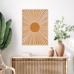 Orange Boho Sun Art Print Printable Wall Art Boho Home - Etsy
