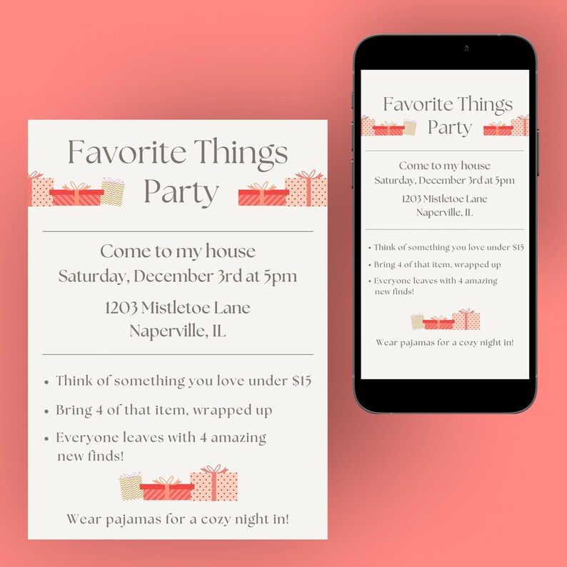 Favorite Things Party | Girls Night | Party Invitation | Printable ...