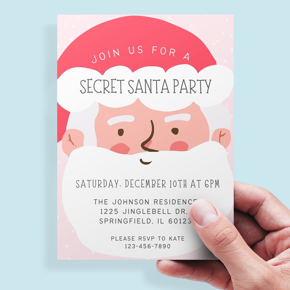 Secret Santa Party Bundle Invitation Questionnaire Pink Christmas Gift ...