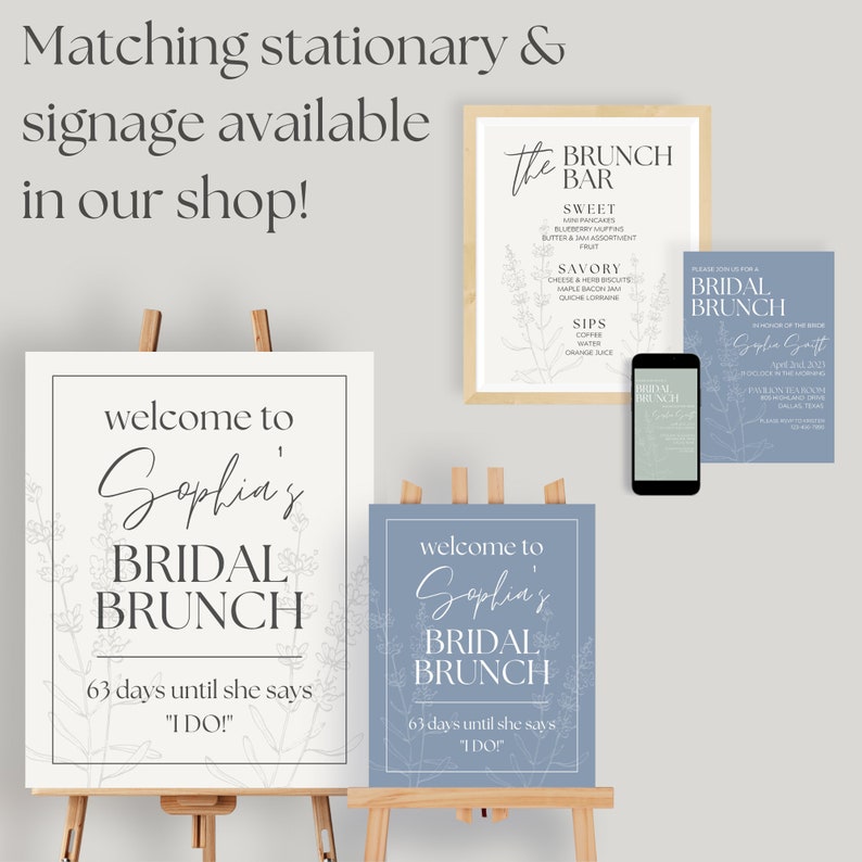 Modern Bridal Brunch Welcome Sign | Minimalistic | Printable Template ...