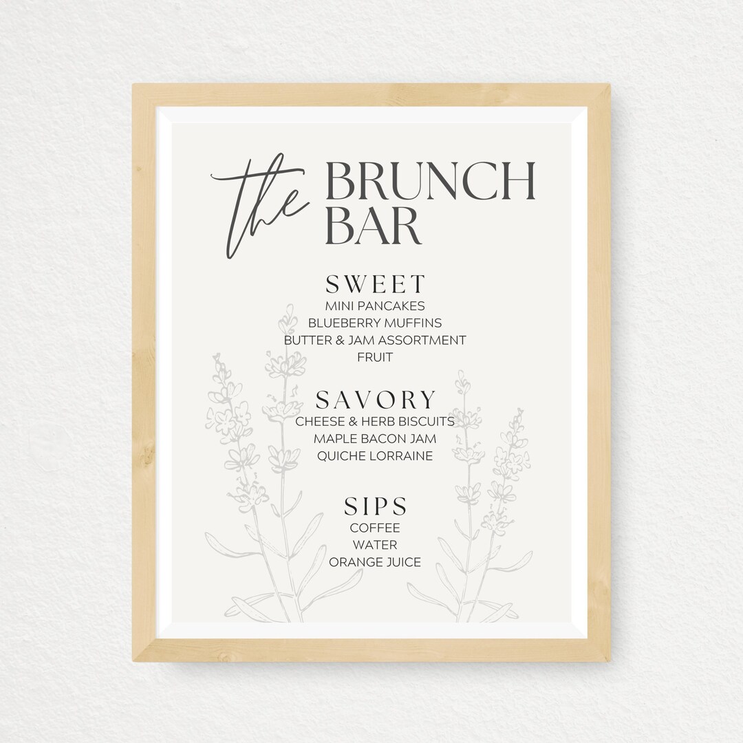 Modern Brunch Bar Sign | Minimalistic | Printable Template | Printable ...