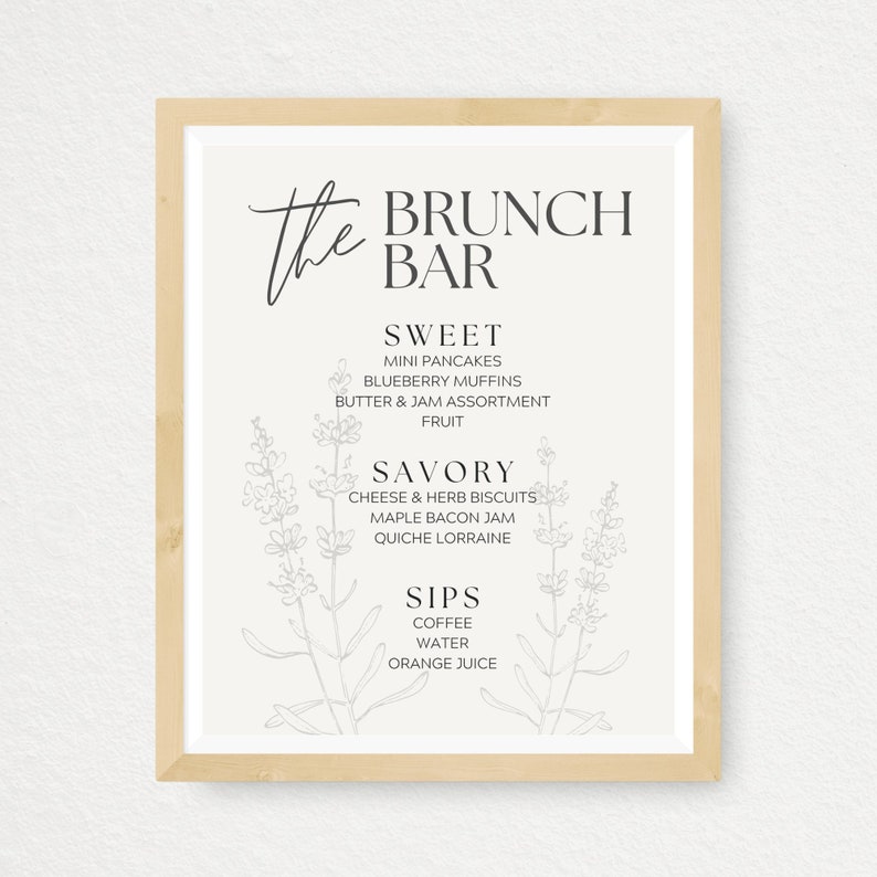Modern Brunch Bar Sign | Minimalistic | Printable Template | Printable ...