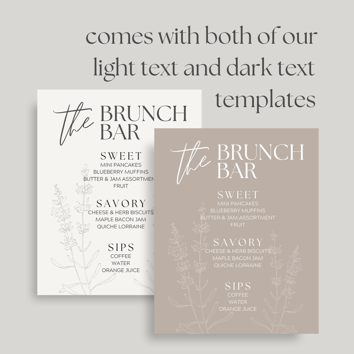 Modern Brunch Bar Sign | Minimalistic | Printable Template | Printable ...