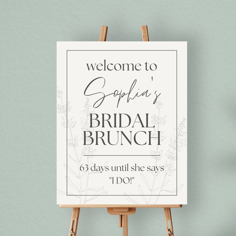 Modern Bridal Brunch Welcome Sign | Minimalistic | Printable Template ...
