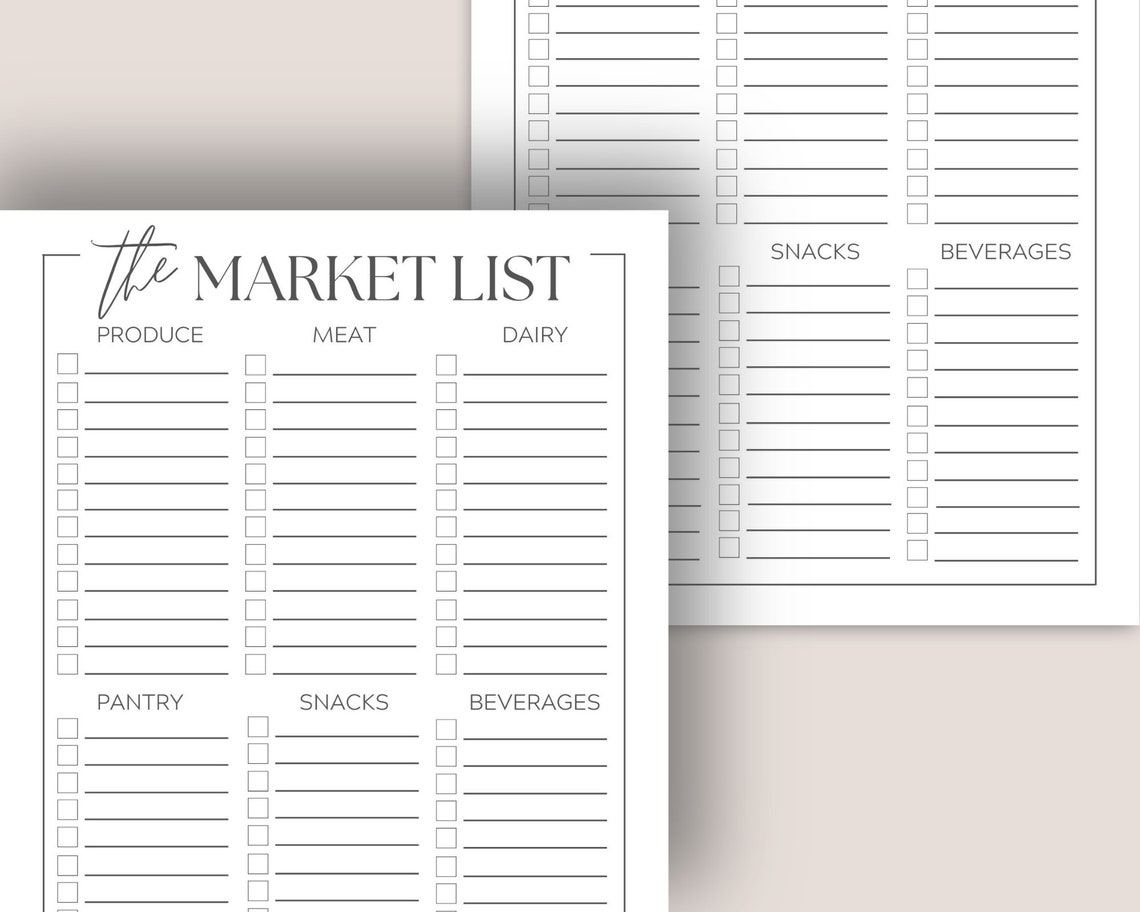MARKET LIST | Printable | PDF | Instant Download | Organized Shopping ...